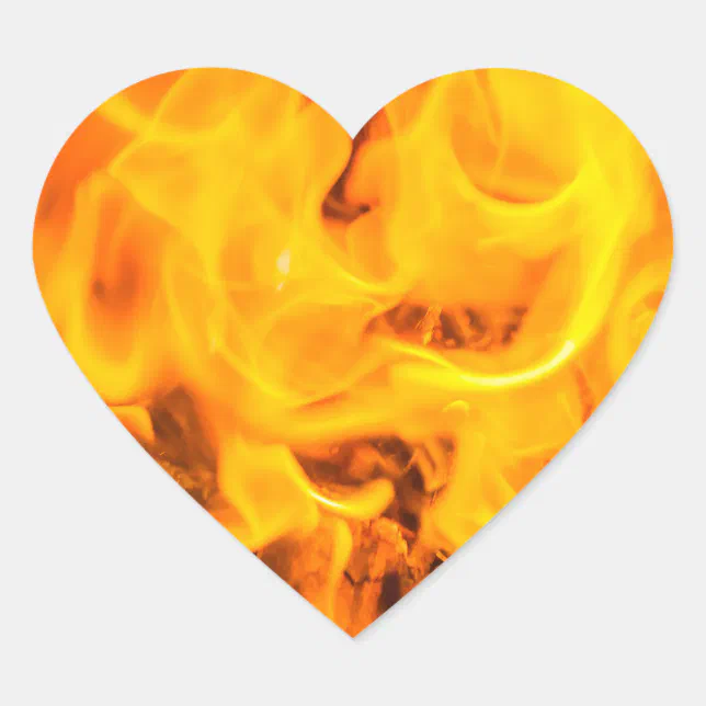 Fire and flames heart sticker | Zazzle