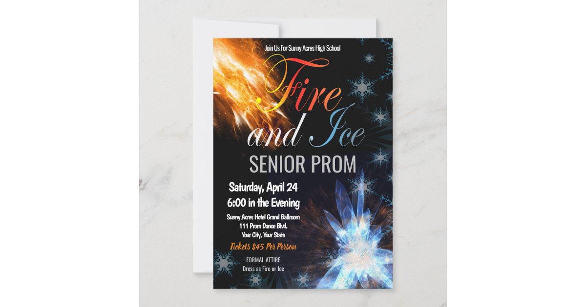 Fire and Ice Prom High School Dance Invitation | Zazzle