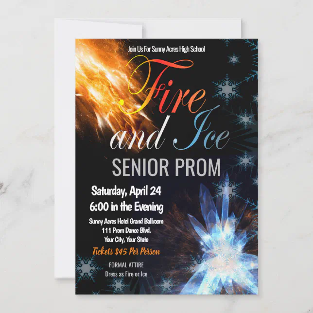 Fire and Ice Prom High School Dance Invitation | Zazzle