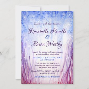 Fire and Ice Wedding Invitations | Blue Magenta | Zazzle