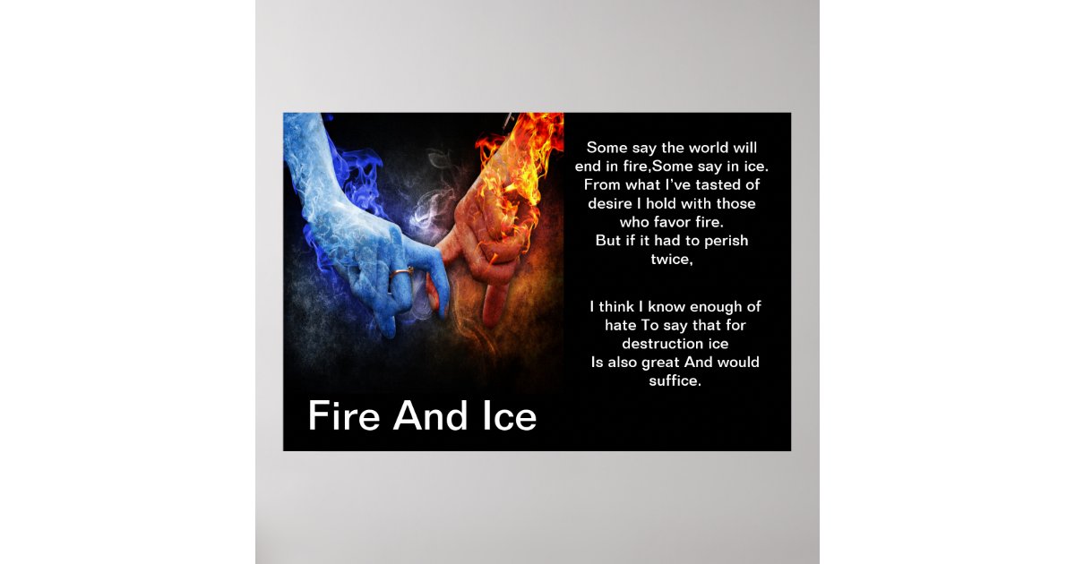 Fire and ice with a fire hand Ice hand poster | Zazzle