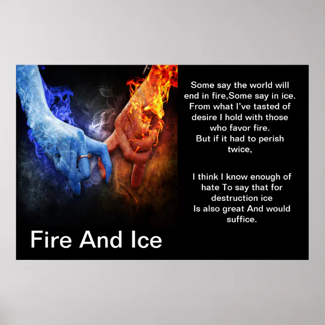 Fire and ice with a fire hand Ice hand poster | Zazzle
