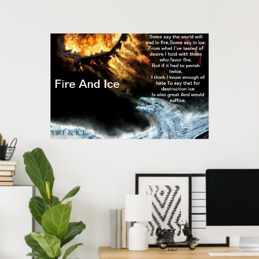Fire And Ice With Fire Fighting Ice Dragons Poster | Zazzle