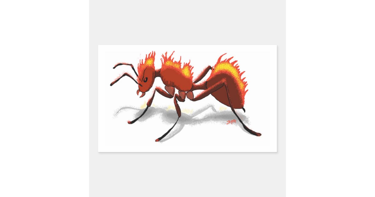 Fire Ant Rectangular Sticker | Zazzle