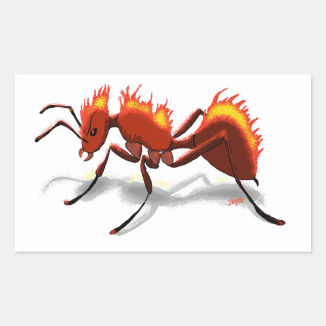 Fire Ant Rectangular Sticker | Zazzle