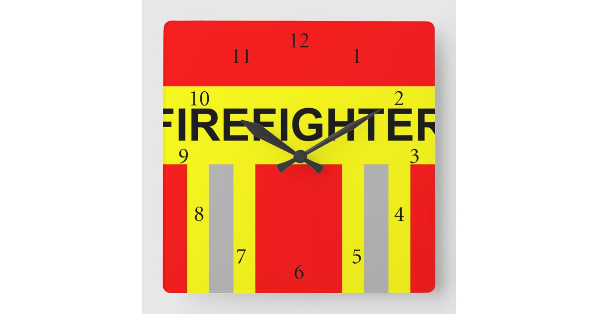 fire brigade symbol uniform red square wall clock | Zazzle