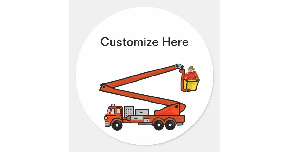 Fire Bucket Truck Stickers or Name Tags | Zazzle