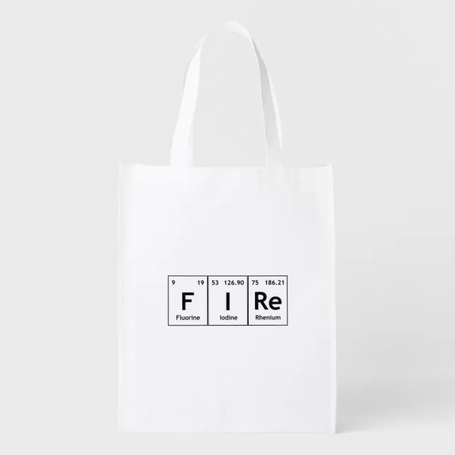 FIRe Chemistry Periodic Table Element Symbol Words Grocery Bag | Zazzle