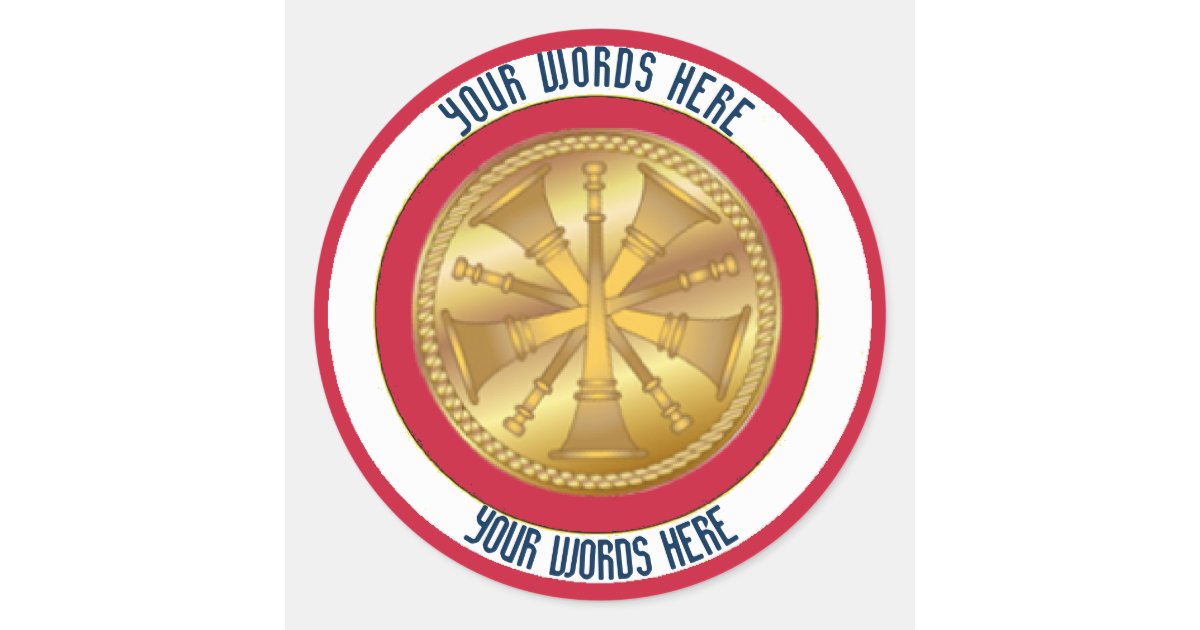 Fire Chief 5 Bugle Medallion Custom Sticker | Zazzle