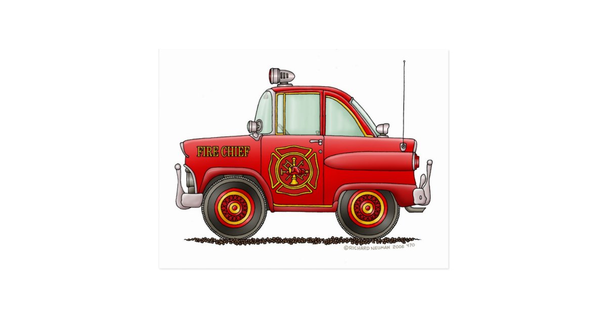 Fire Chief Car Firefighter Fireman Postcard | Zazzle.com