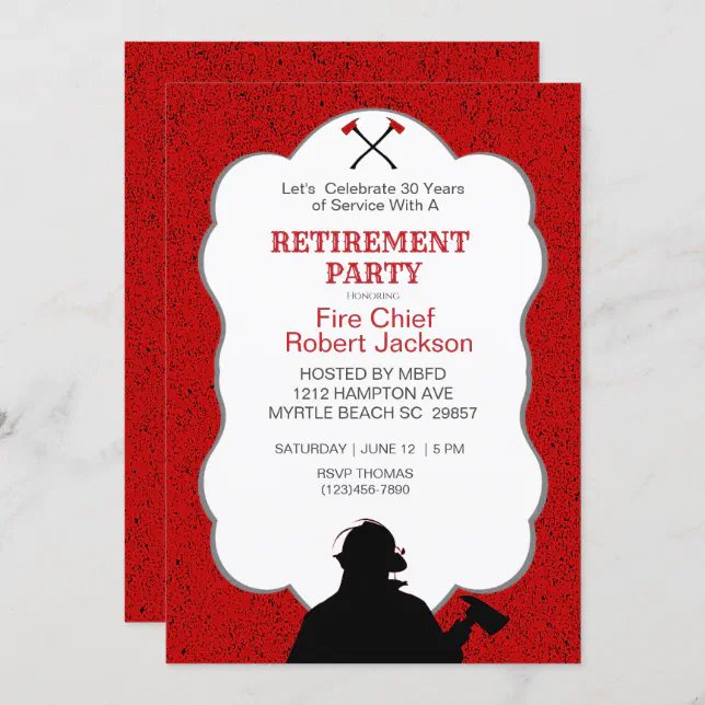 Fire Chief Retirement Party Invitation | Zazzle