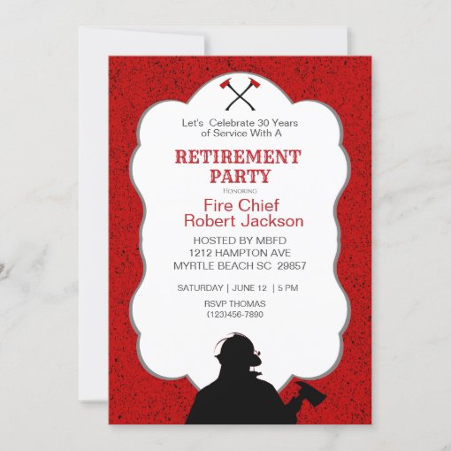 Fire Chief Retirement Party Invitation | Zazzle