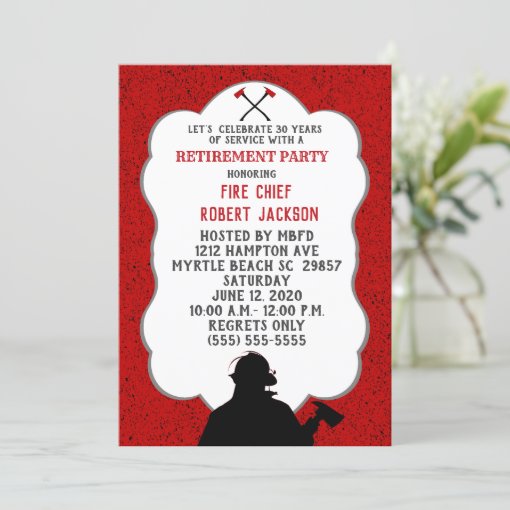Fire Chief Retirement Party Invitation | Zazzle