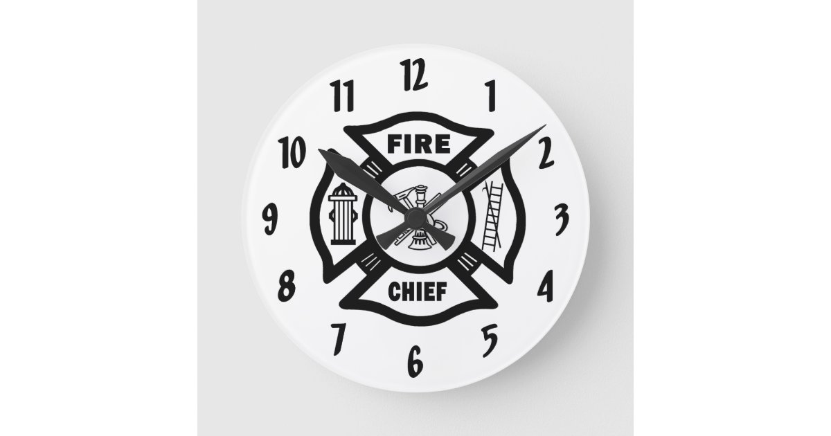Fire Chief Round Clock | Zazzle