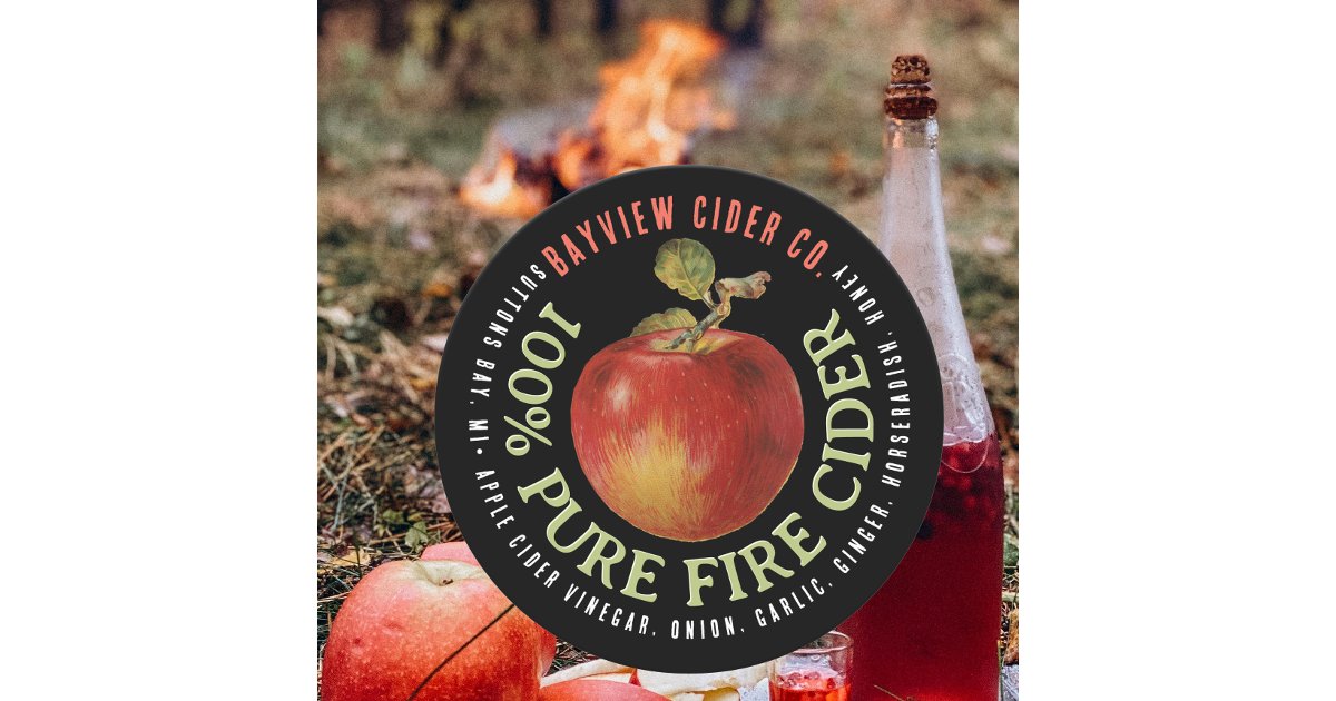 FIRE CIDER Modern Apple Cider Label | Zazzle