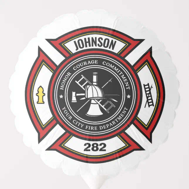 Fire Department ADD NAME Firefighter Badge Rescue Balloon | Zazzle
