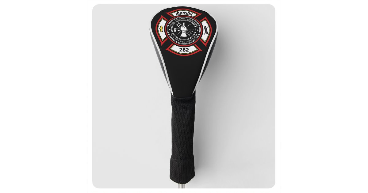 Fire Department ADD NAME Firefighter Badge Rescue Golf Head Cover | Zazzle
