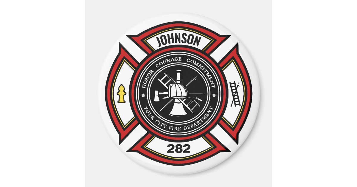 Fire Department ADD NAME Firefighter Badge Rescue Magnet | Zazzle