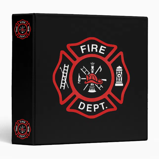 Fire Department Badge 3 Ring Binder | Zazzle