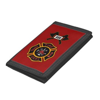 Fire Department Badge Fire Engine Red Trifold Wallet | Zazzle