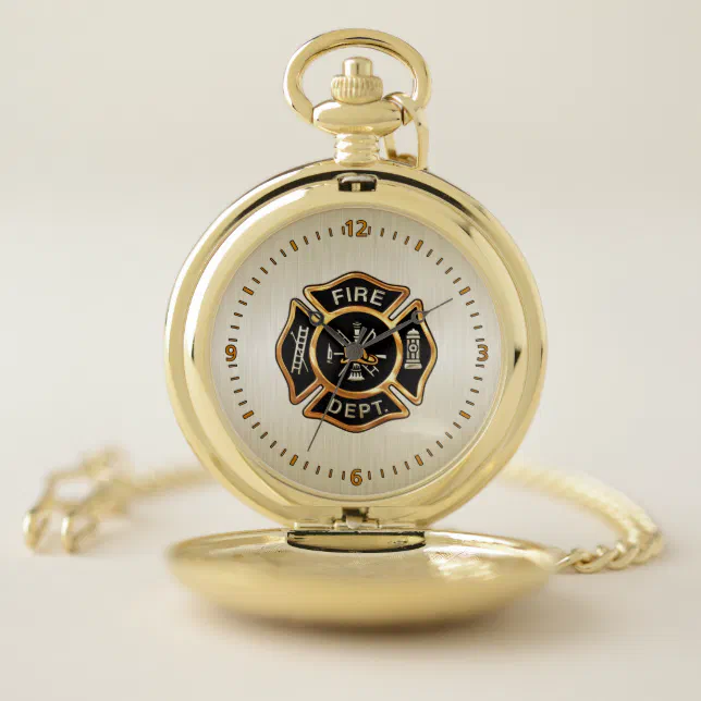 Fire Department Badge Gold Pocket Watch | Zazzle