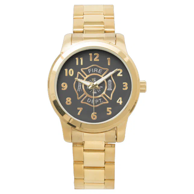Fire Department Badge Gold Watch | Zazzle