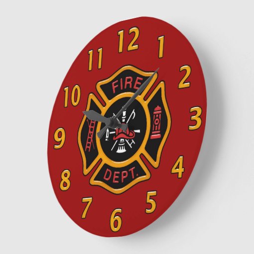 Fire Department Badge Large Clock | Zazzle