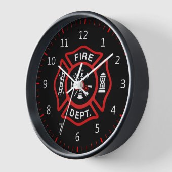 Fire Department Badge Wall Clock | Zazzle