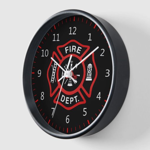 Fire Department Badge Wall Clock | Zazzle