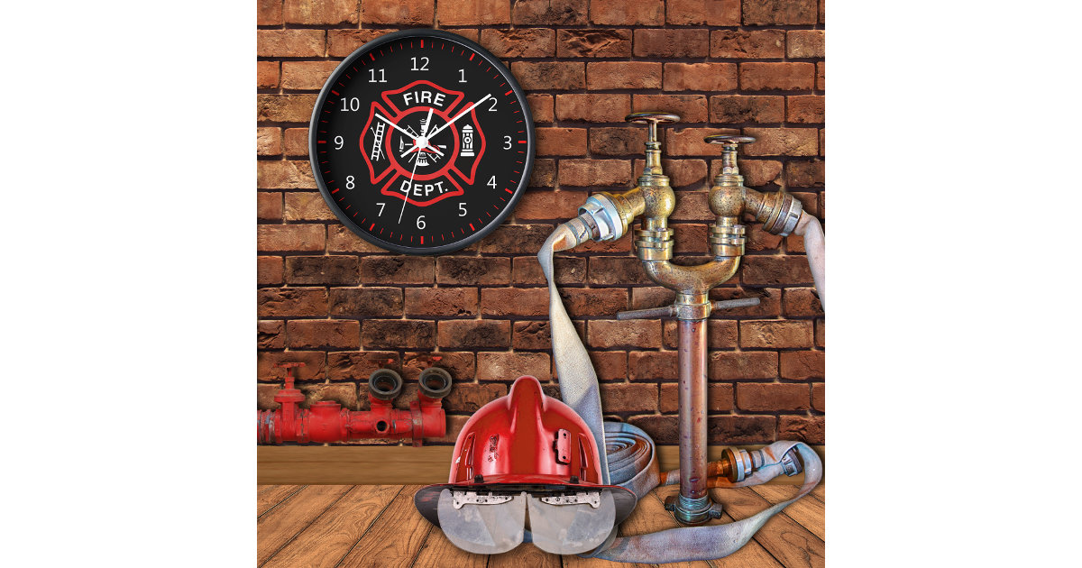 Fire Department Badge Wall Clock | Zazzle