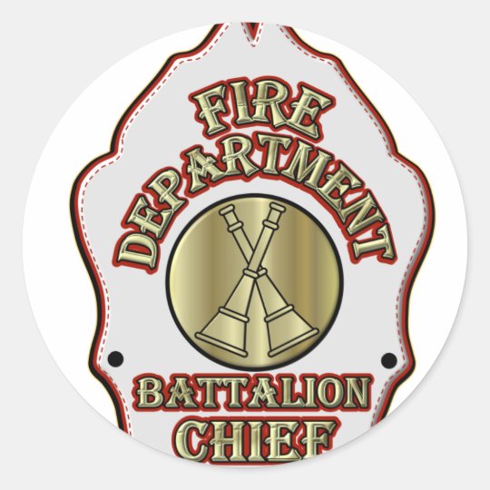 Fire Department Battalion Chief Shield Design Classic Round Sticker ...