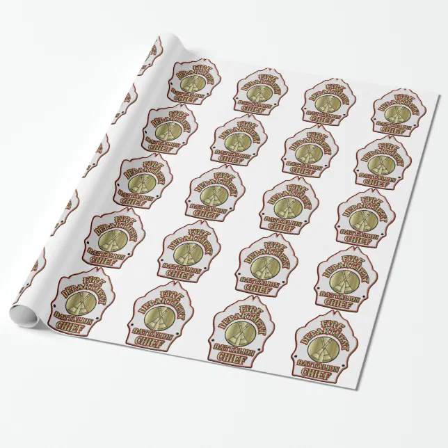 Fire Department Battalion Chief Shield Design Wrapping Paper | Zazzle