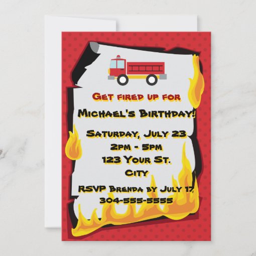 Fire Department Birthday Party Invitation | Zazzle