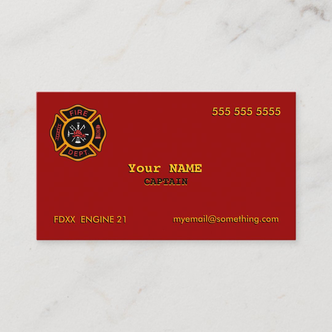 Fire Department Business Card | Zazzle