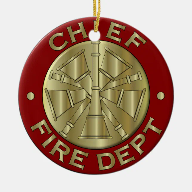 Fire Department Chief Brass Symbol Ceramic Ornament | Zazzle