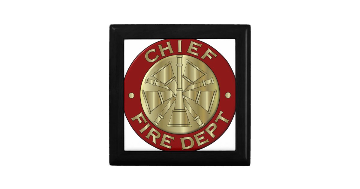 Fire Department Chief Brass Symbol Keepsake Box | Zazzle