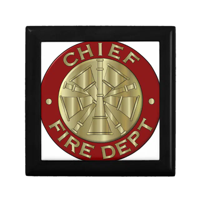 Fire Department Chief Brass Symbol Keepsake Box | Zazzle