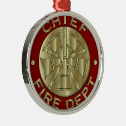Fire Department Chief Brass Symbol Metal Ornament | Zazzle
