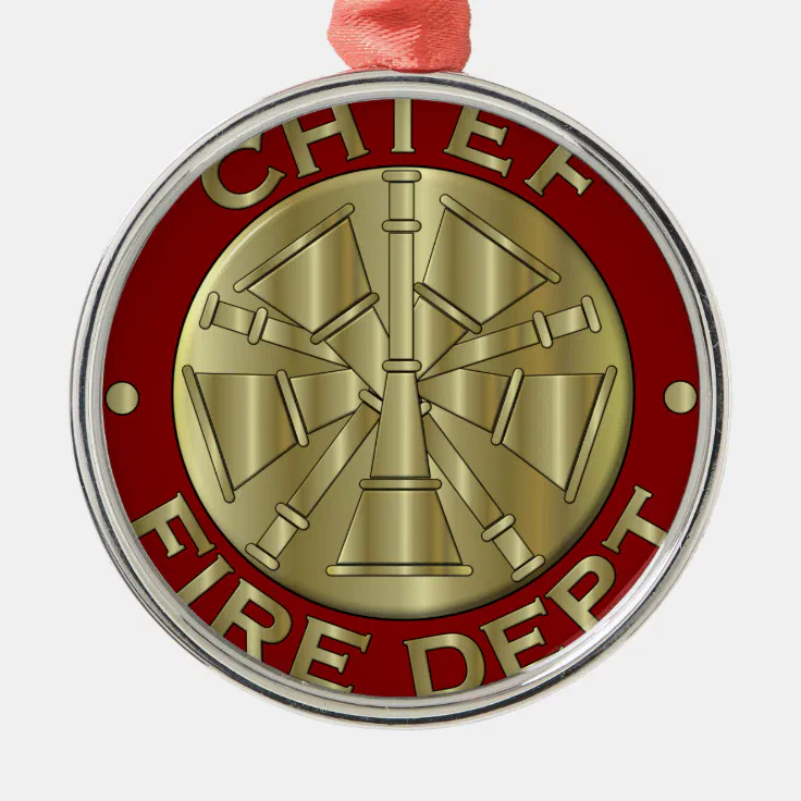 Fire Department Chief Brass Symbol Metal Ornament | Zazzle