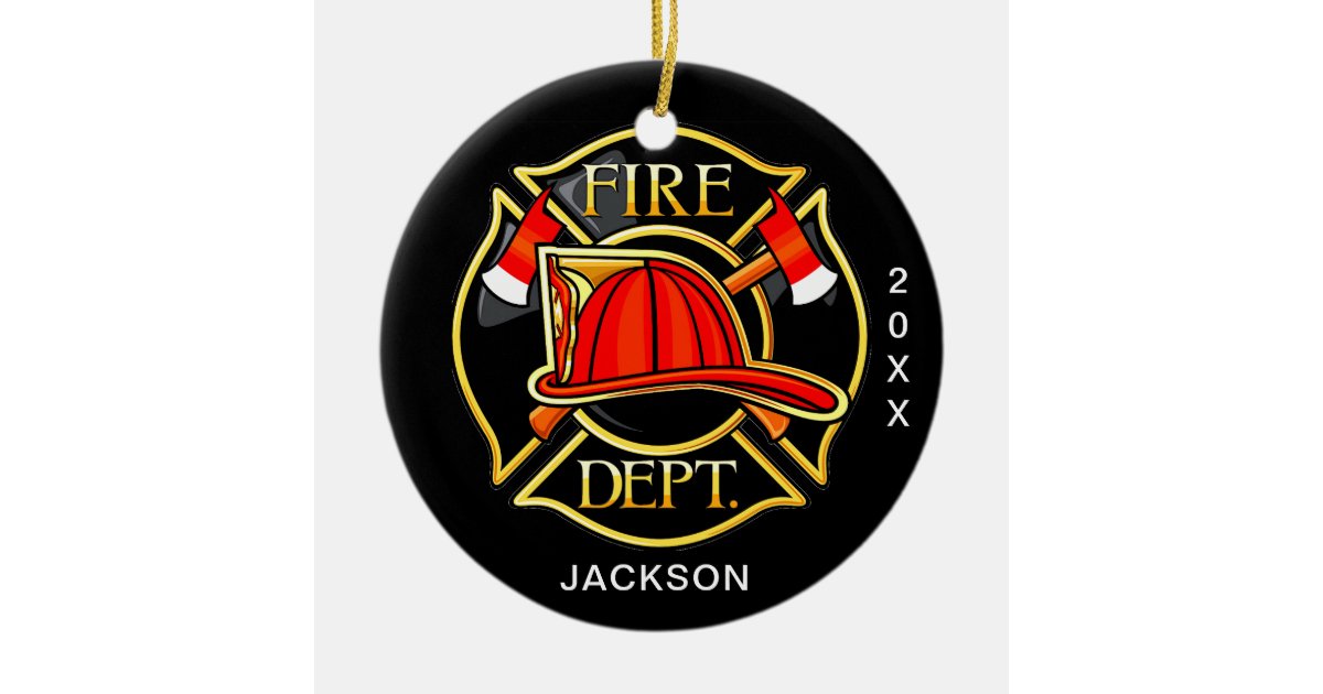Fire Department Christmas Ceramic Ornament | Zazzle