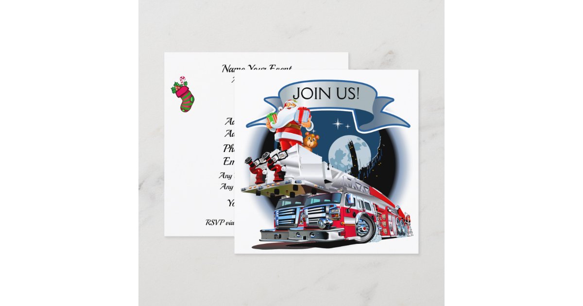 Fire Department Christmas Invitation | Zazzle