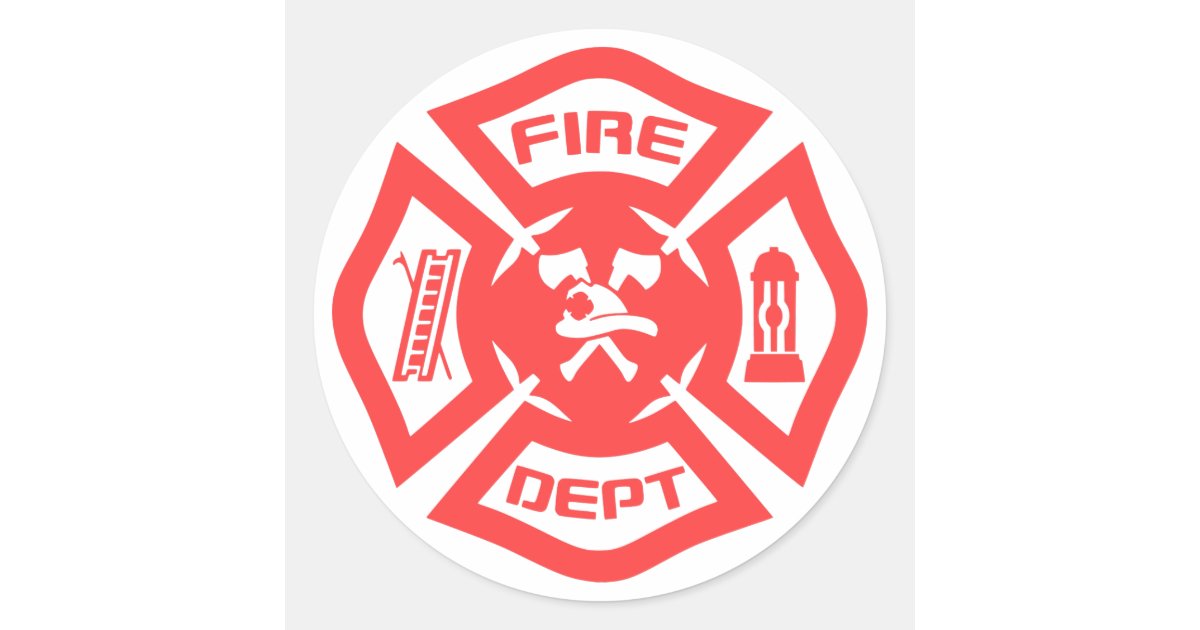 Fire Department Classic Round Sticker | Zazzle