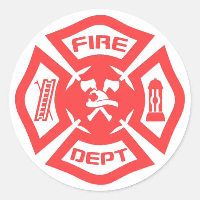 Fire Department Classic Round Sticker | Zazzle