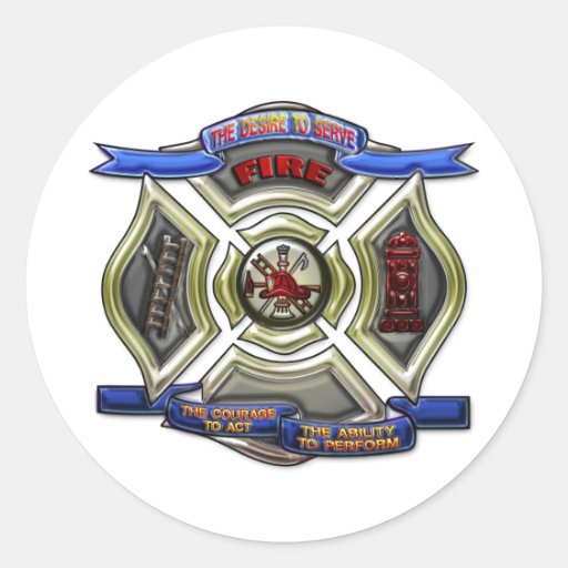 Fire Department Crest Classic Round Sticker | Zazzle