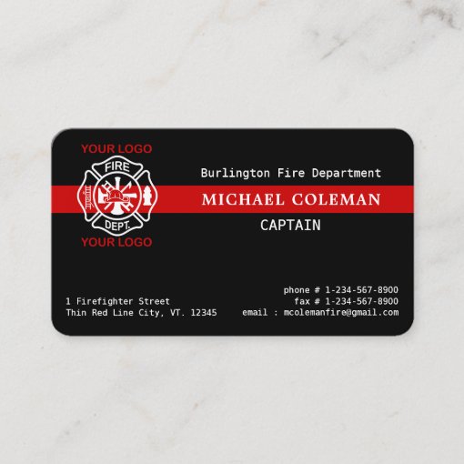 Fire Department Custom Emblem Logo Firefighter Bus Business Card | Zazzle