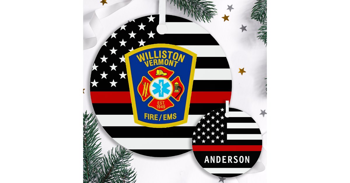 Fire Department Custom Logo Emblem Firefighter Metal Ornament | Zazzle