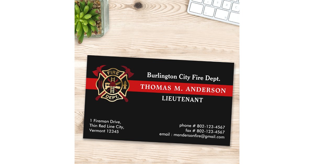 Fire Department Custom Logo Fireman Firefighter Business Card | Zazzle