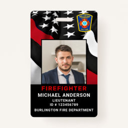 Fire Department Custom Logo Photo Firefighter ID Badge | Zazzle