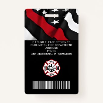 Fire Department Custom Logo Photo Firefighter ID Badge | Zazzle