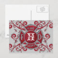 Fire Department Custom Monogram Postcard | Zazzle